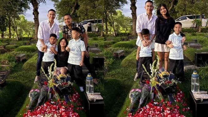 Los momentos de Haru, Anggi y Samuel Rizal visitan la tumba de Stevi ...